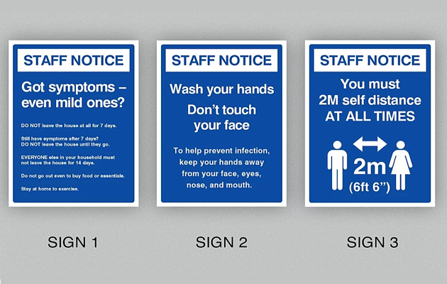 Covid-19 Safety Notice- Safety signage to remind staff of Corona Virus ...